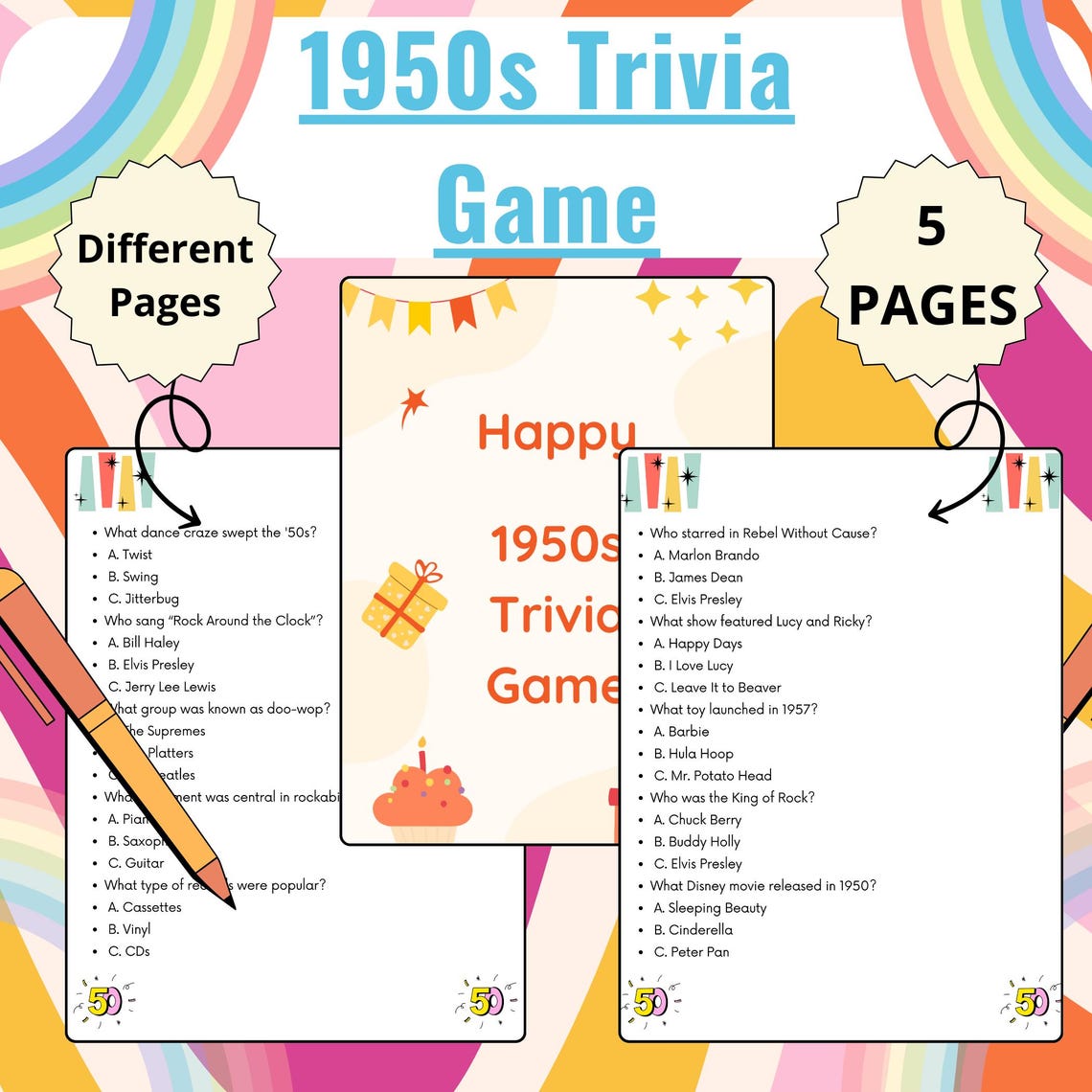50s Activities | 50s Party Games | 1950s Party Games | 50s Trivia ...
