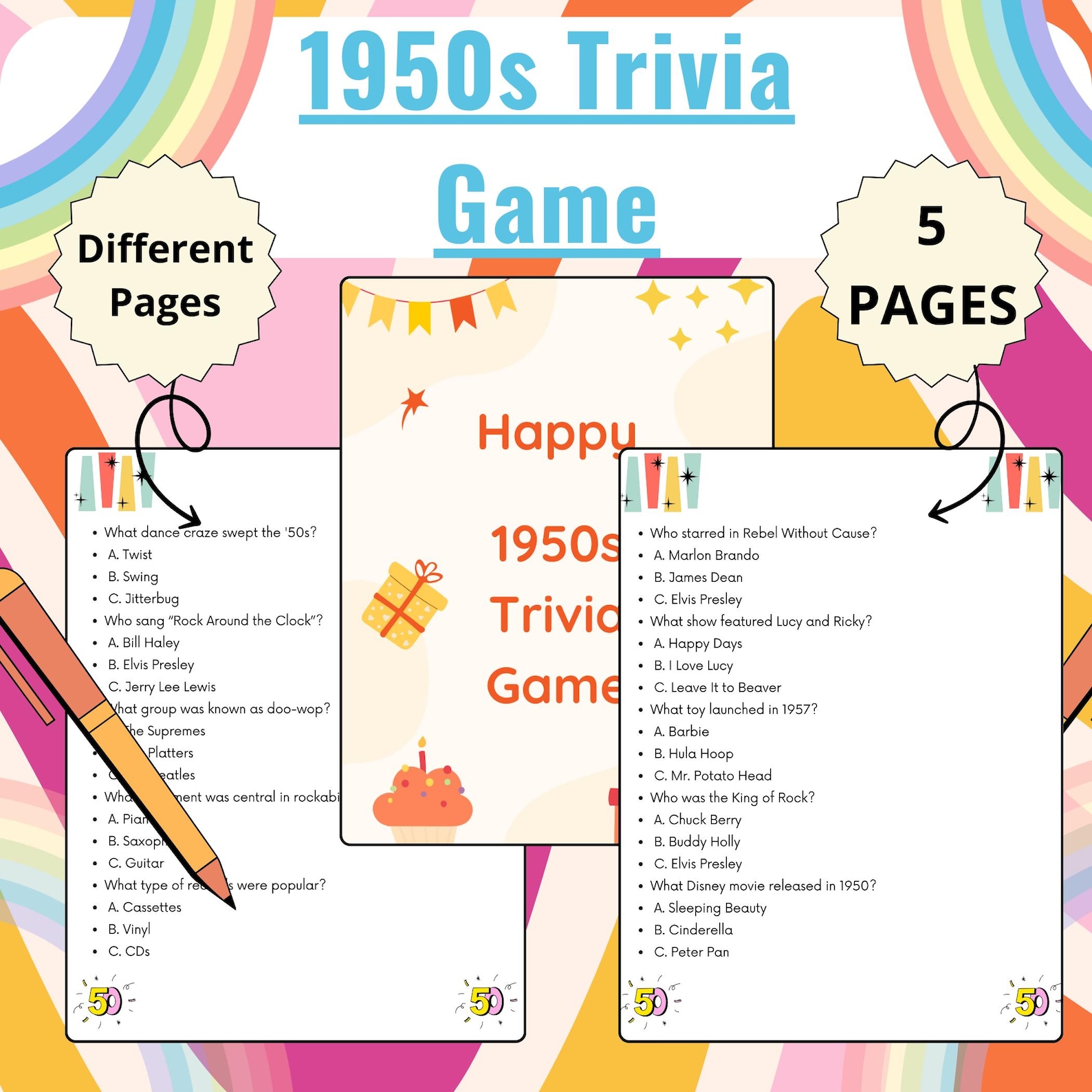 50s Activities | 50s Party Games | 1950s Party Games | 50s Trivia ...