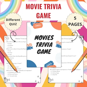 Movies Match up Trivia Game | Printable Party Games | Party Game for ...