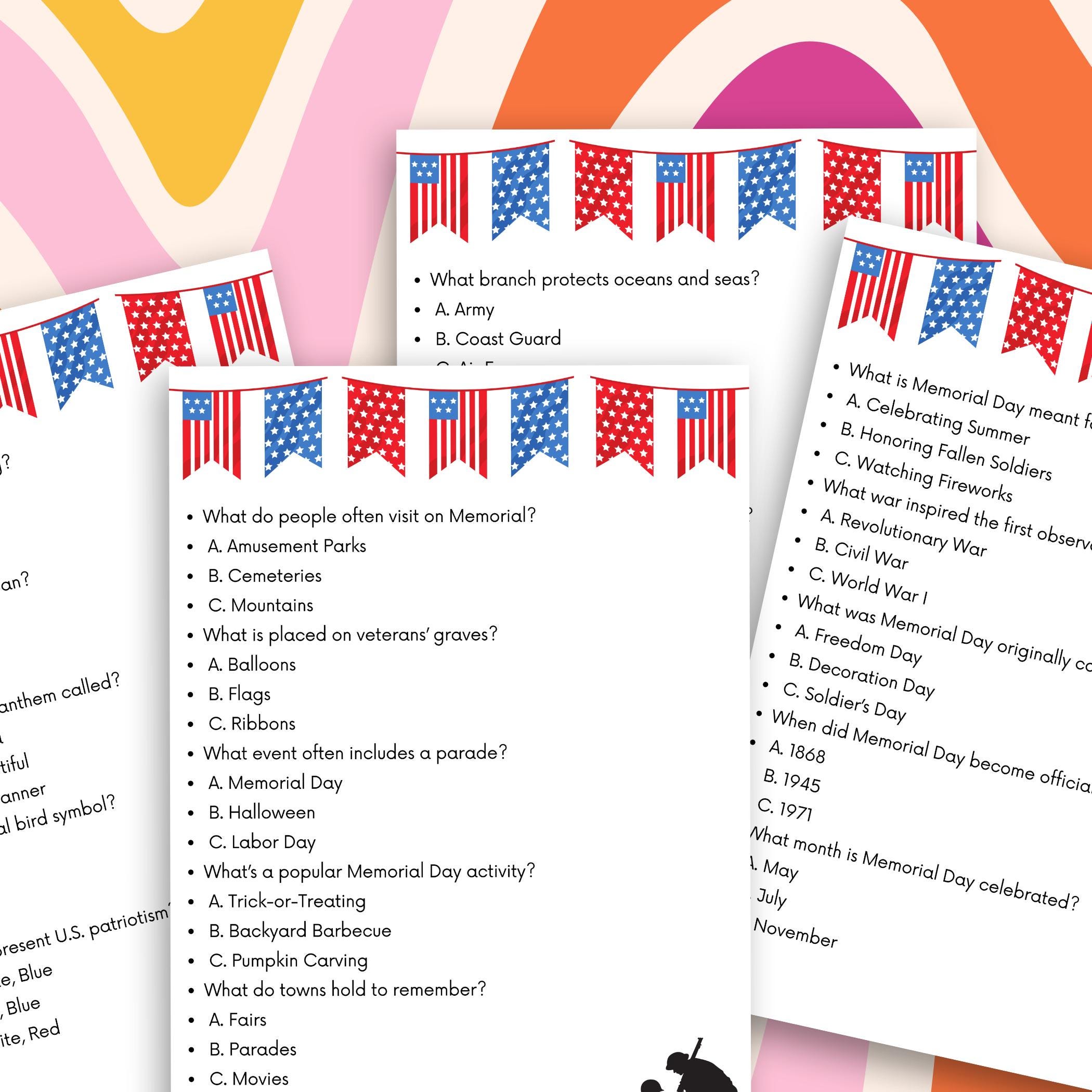 Memorial Day Trivia Game | Memorial Day Trivia Questions | Patriotic ...