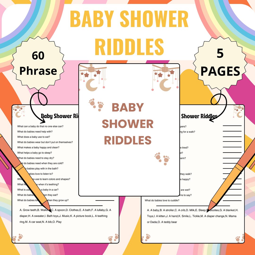 Printable Baby Shower Game Riddles | Instant Download | Party Game for ...