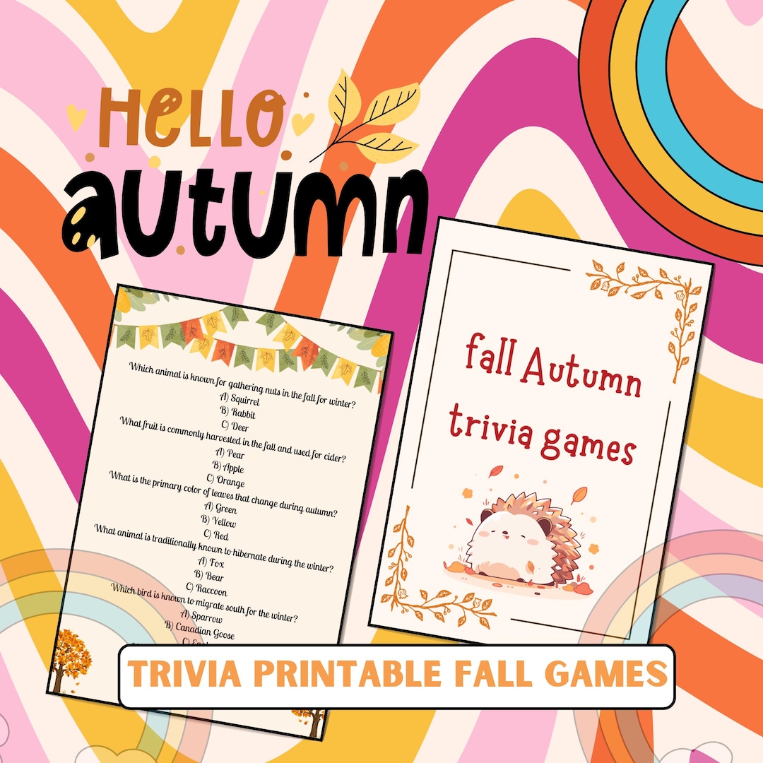 Trivia Printable Fall Games, Fall Games Printable, Autumn Game for ...