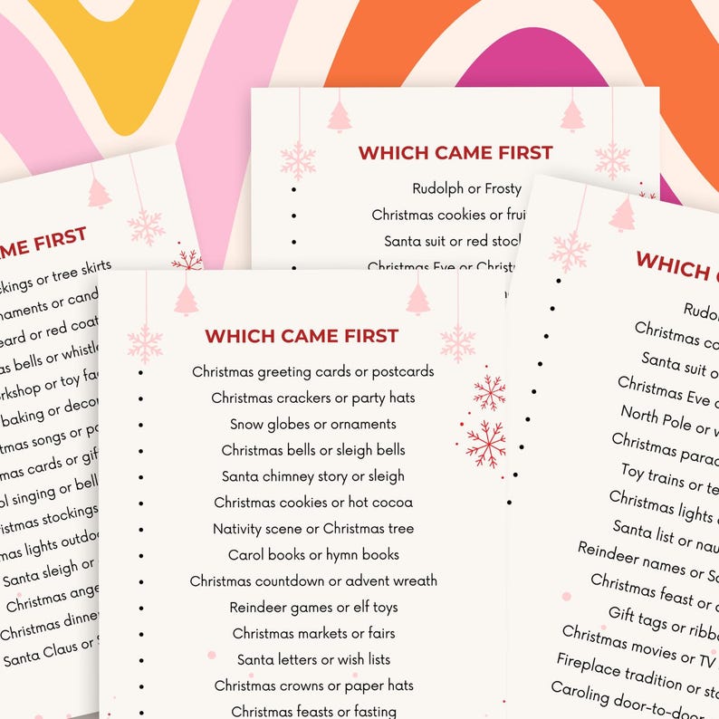 Christmas Which Came First Game, Christmas Trivia Party Game, Holiday ...