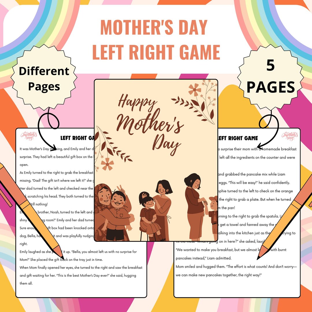 Mothers Day Game | Mothers Day Printable | Mother's Day Left Right Game ...