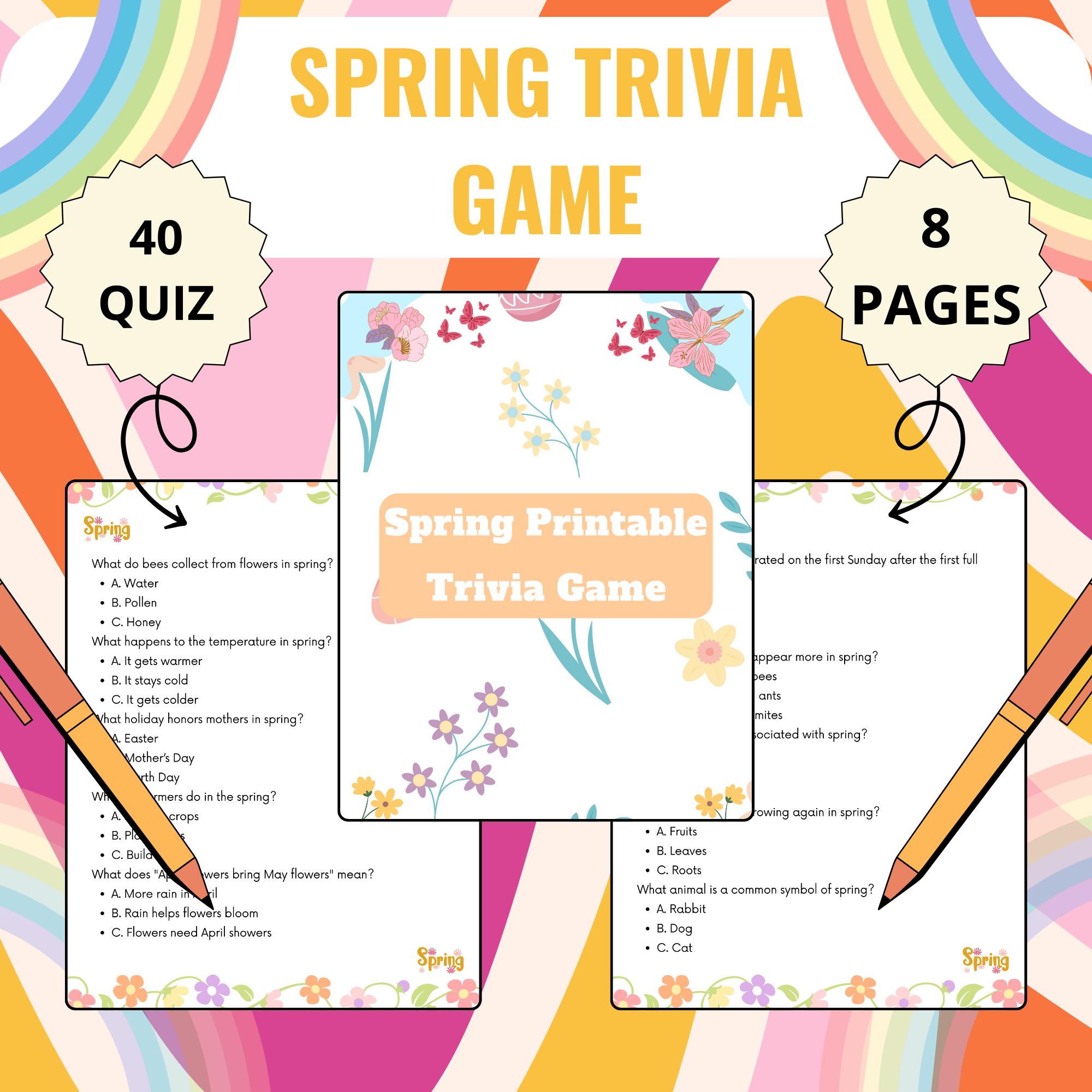 Spring Trivia Game | Printable Spring Quiz With Answers for a Family ...
