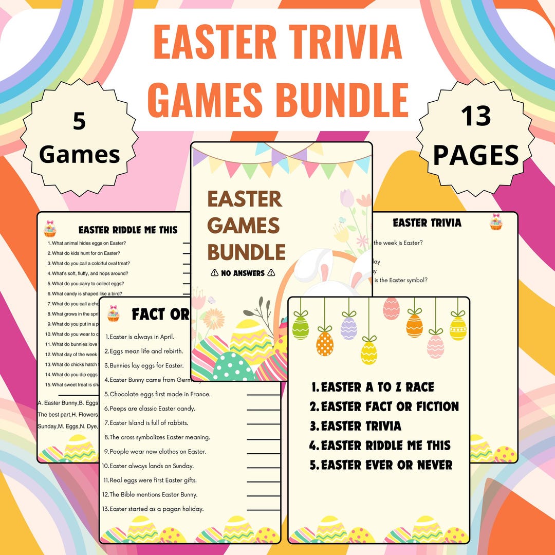 Easter Games Bundle Printable | Easter Party Game | Fun Easter Party ...