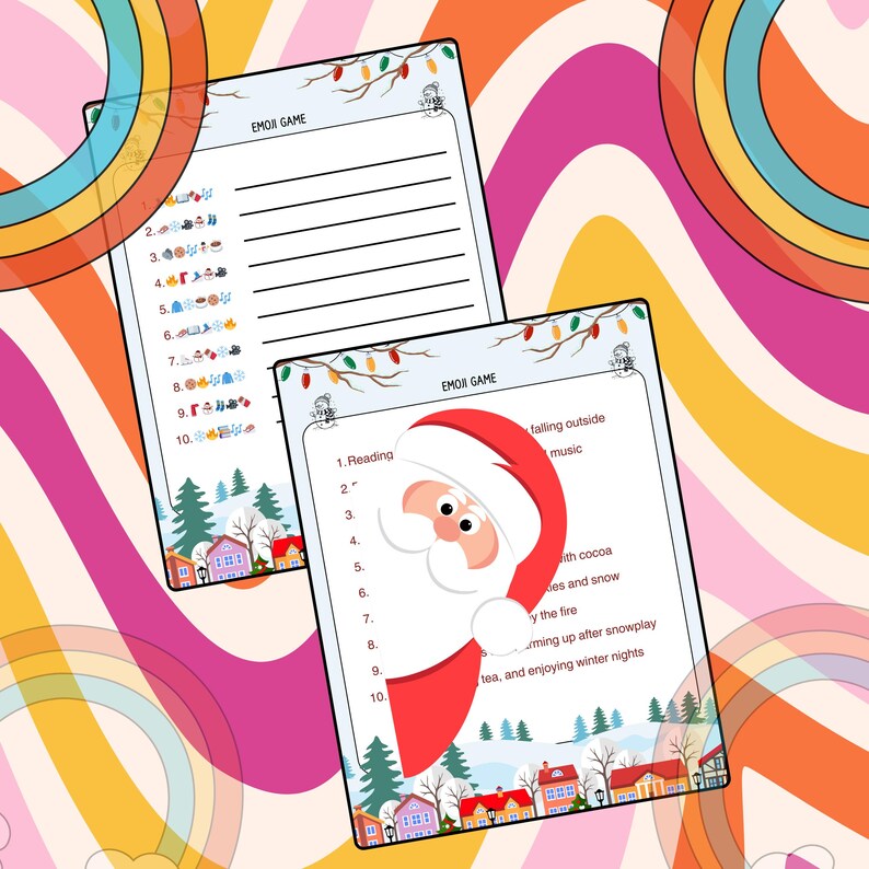 Winter Emoji Pictionary Game Wintertime Holiday Emoji Quiz Cold Weather ...