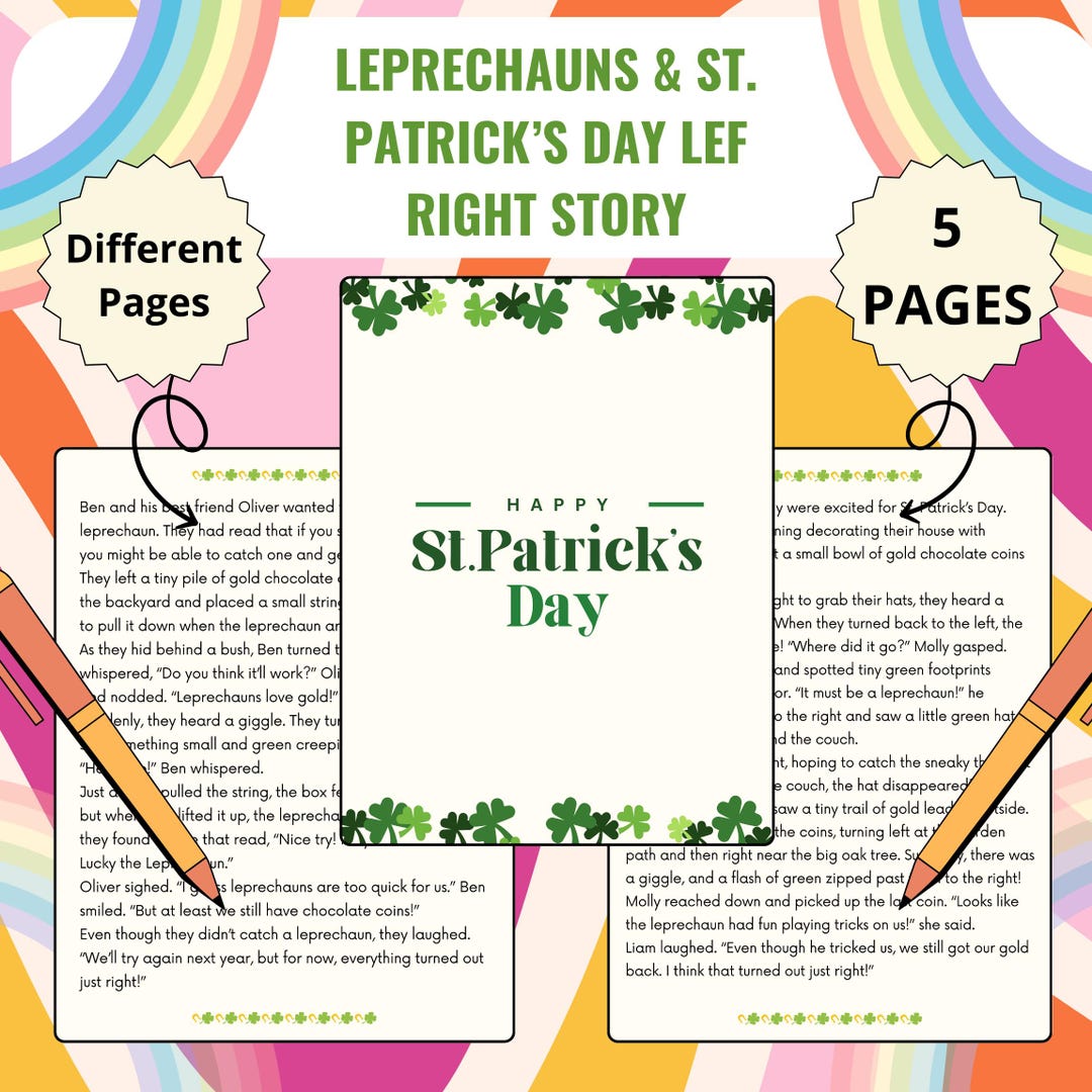 Leprechauns & St. Patrick’s Day Left-right Story | St. Paddy’s Day Pass ...