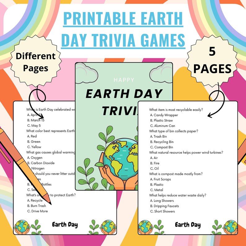 Earth Day Trivia | Printable Earth Day Games for Kids Adults | Party ...