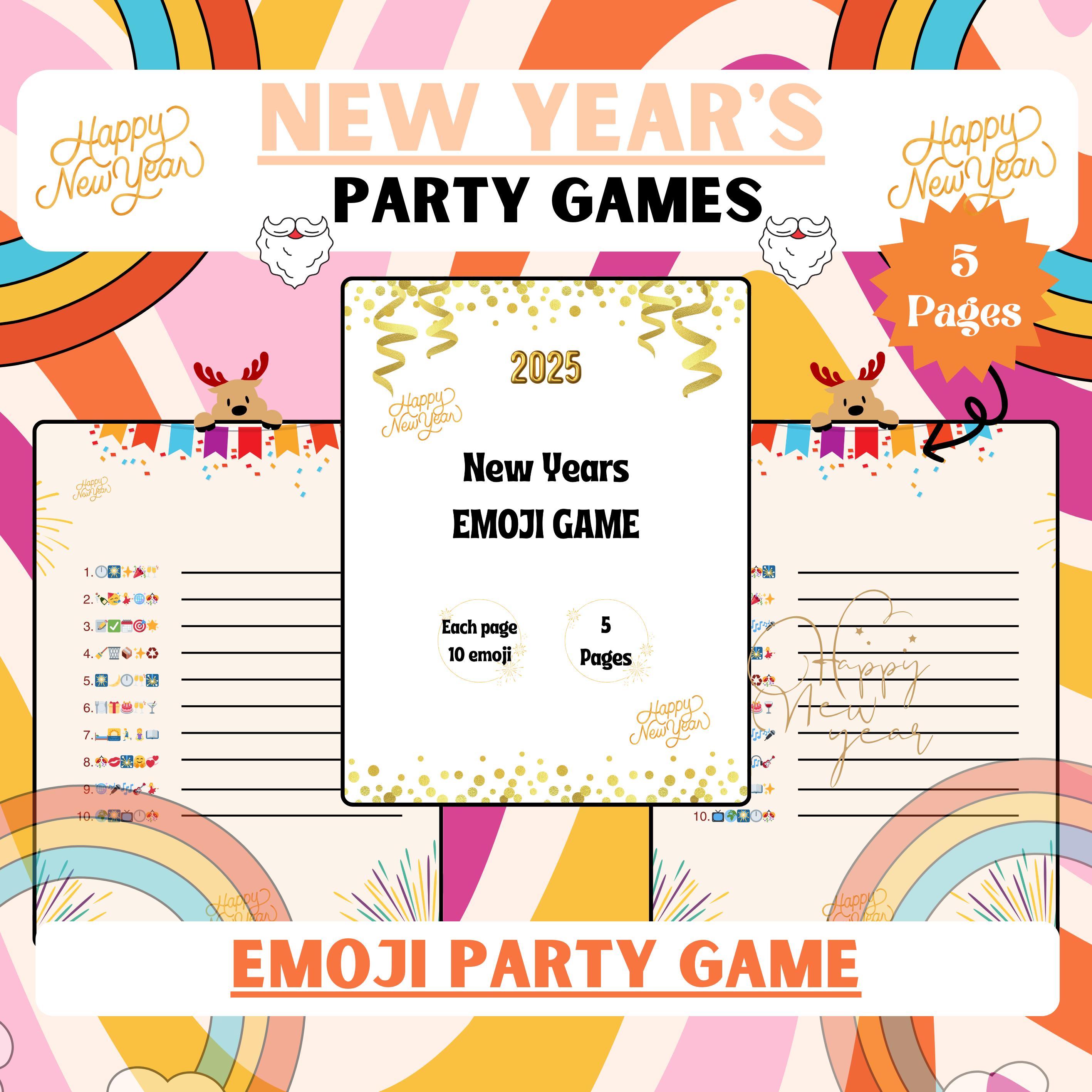 New Years Eve Emoji Pictionary Game | 2025 New Year Gamily Games | New ...