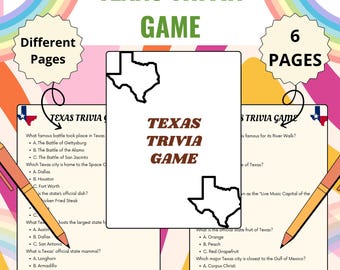 Texas Trivia | Texas Trivia Game | Printable Texas Trivia | Texas Party ...