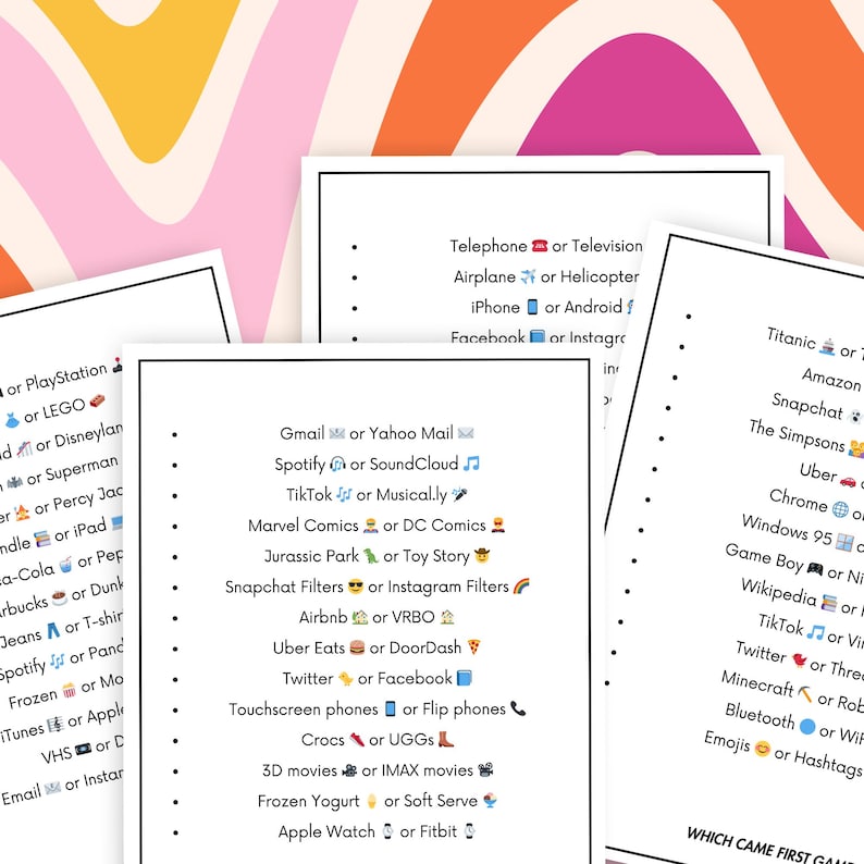 Which Came First Trivia Game: Printable Quiz - Office & Family Fun (PDF ...