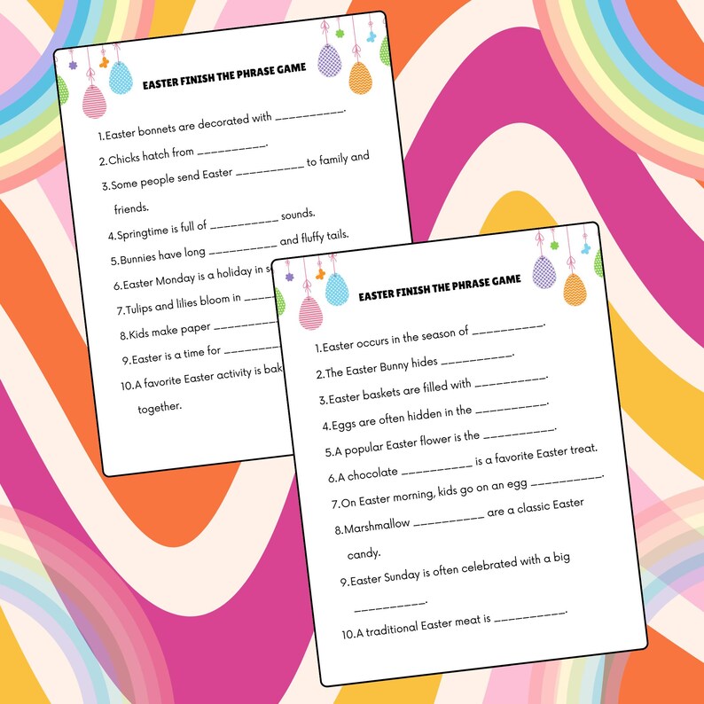 Easter Finish the Phrase | Easter Party Game | Fun Easter Bunny ...