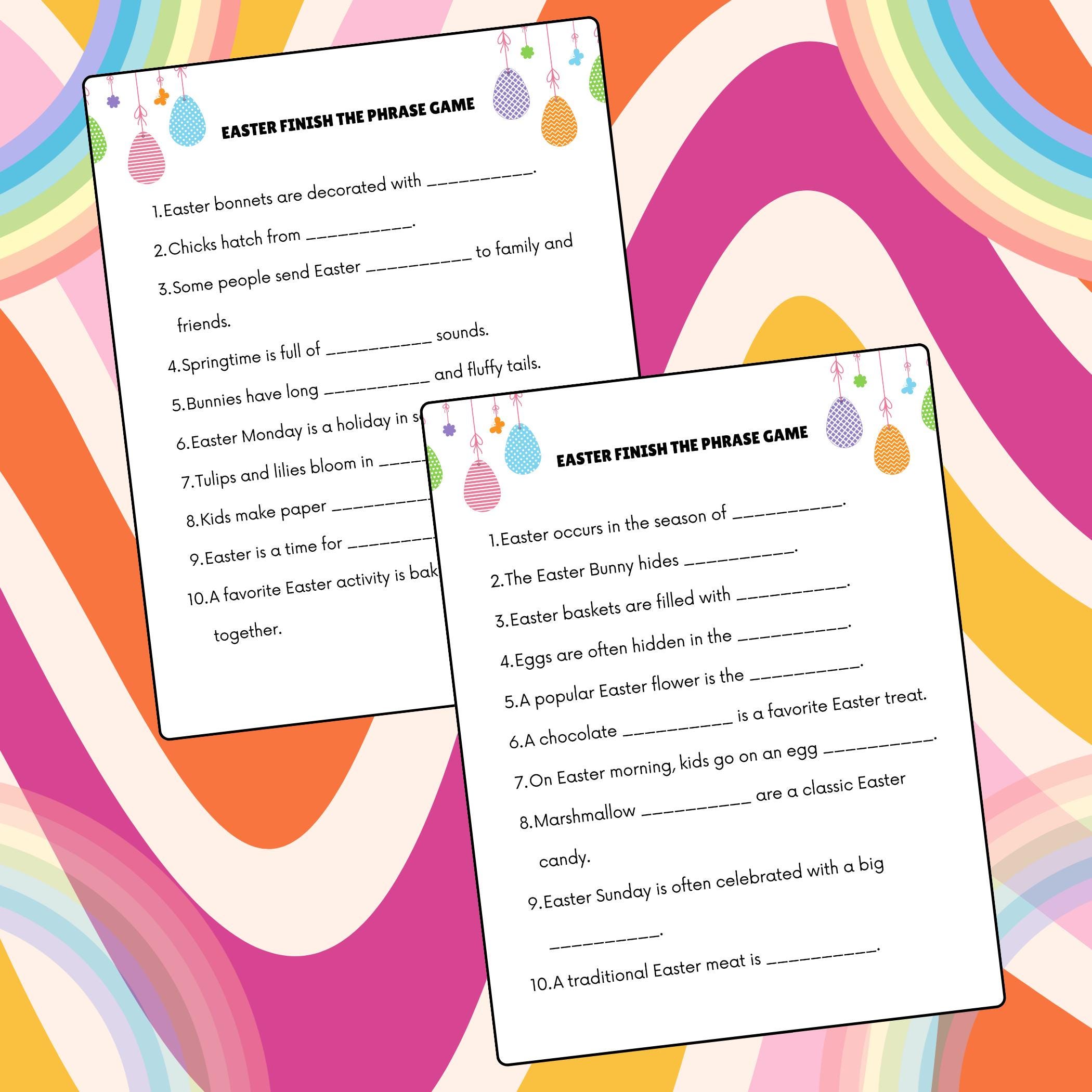Easter Finish the Phrase | Easter Party Game | Fun Easter Bunny ...