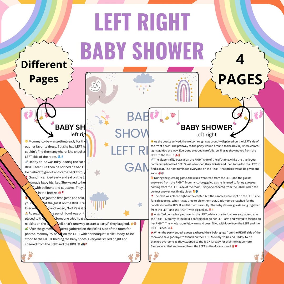 Baby Shower Left Right Game: Printable Party Game (instant Download) - Etsy