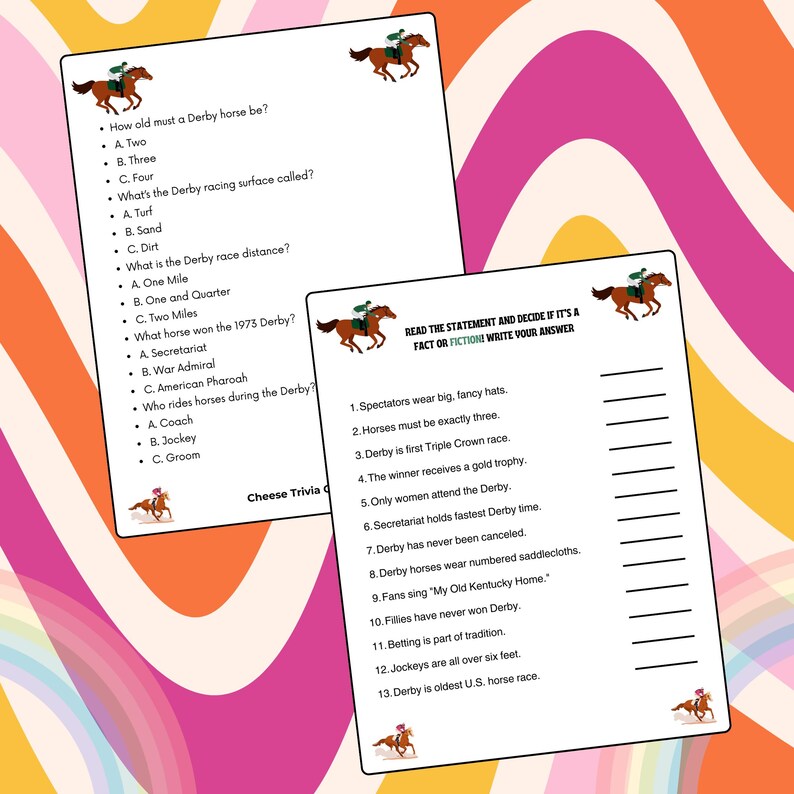 Kentucky Derby Trivia Game | Printable 151st Derby Party Games | 2025 ...