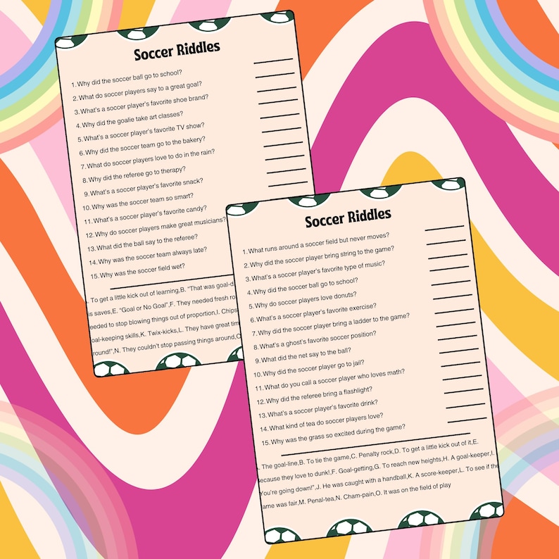 Soccer Riddle Me This Game | Printable Soccer Trivia Party Game ...