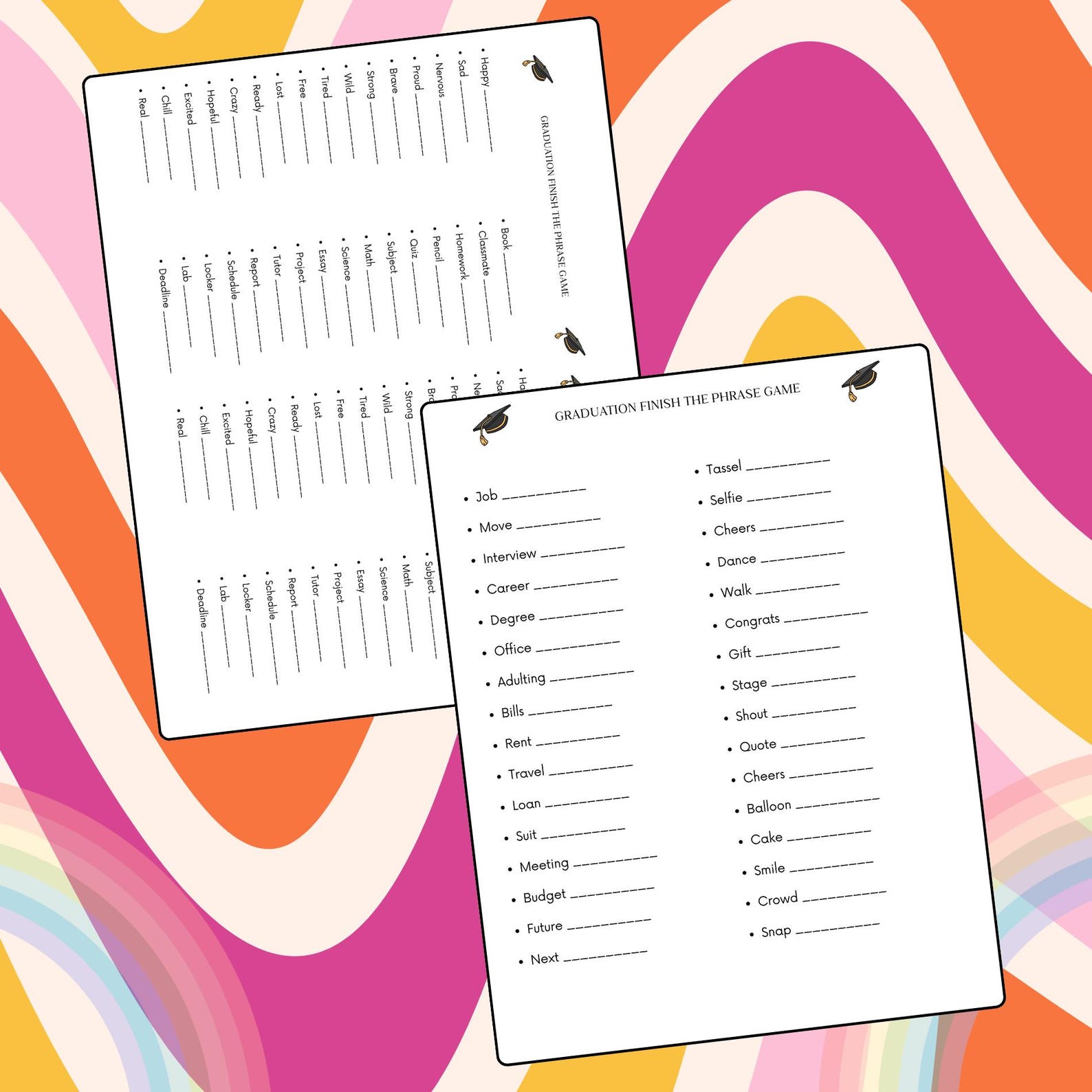 Graduation Finish the Phrase, Printable, Graduation Game Printable ...