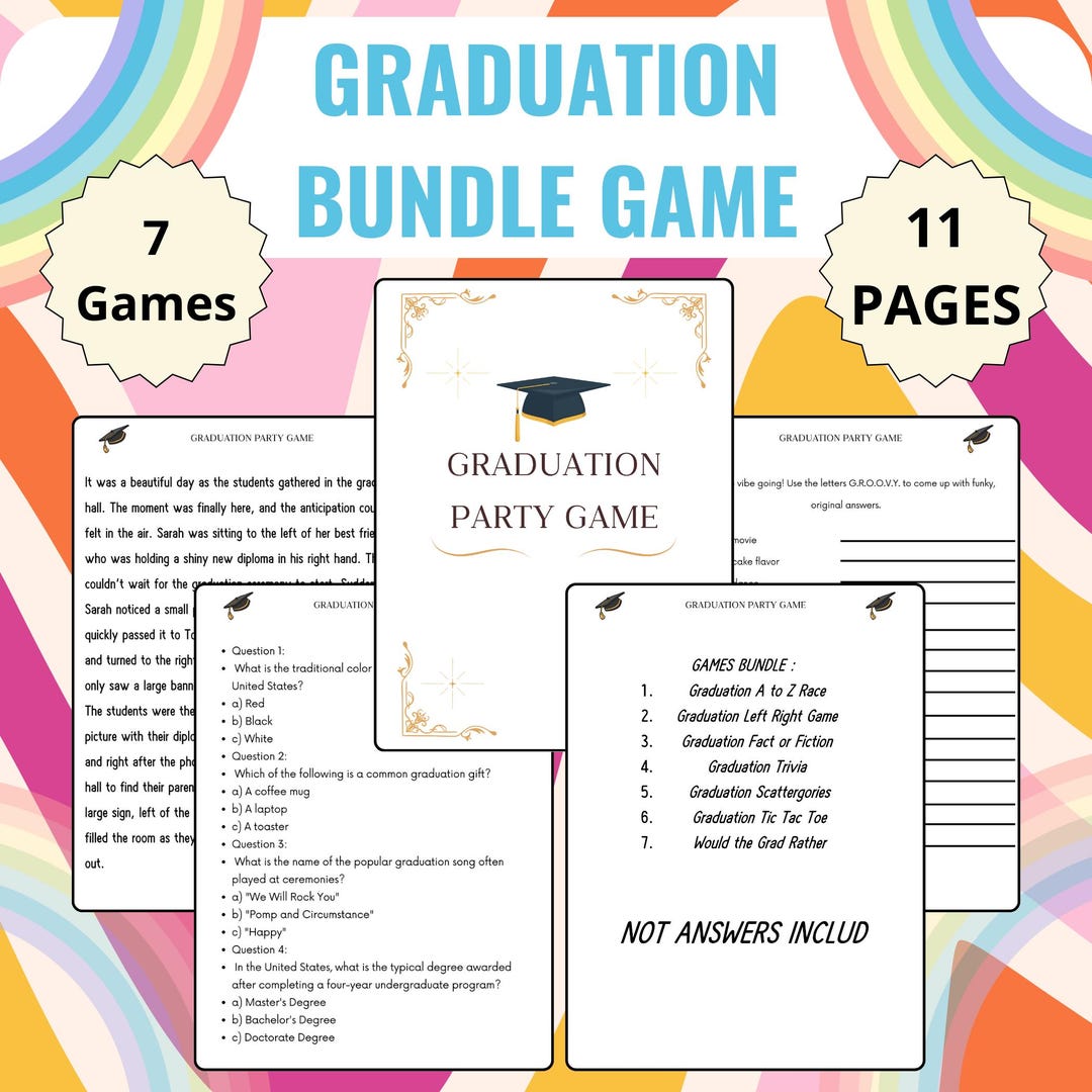 2025 Graduation Bundle, Graduation Party Games, High School Graduation ...