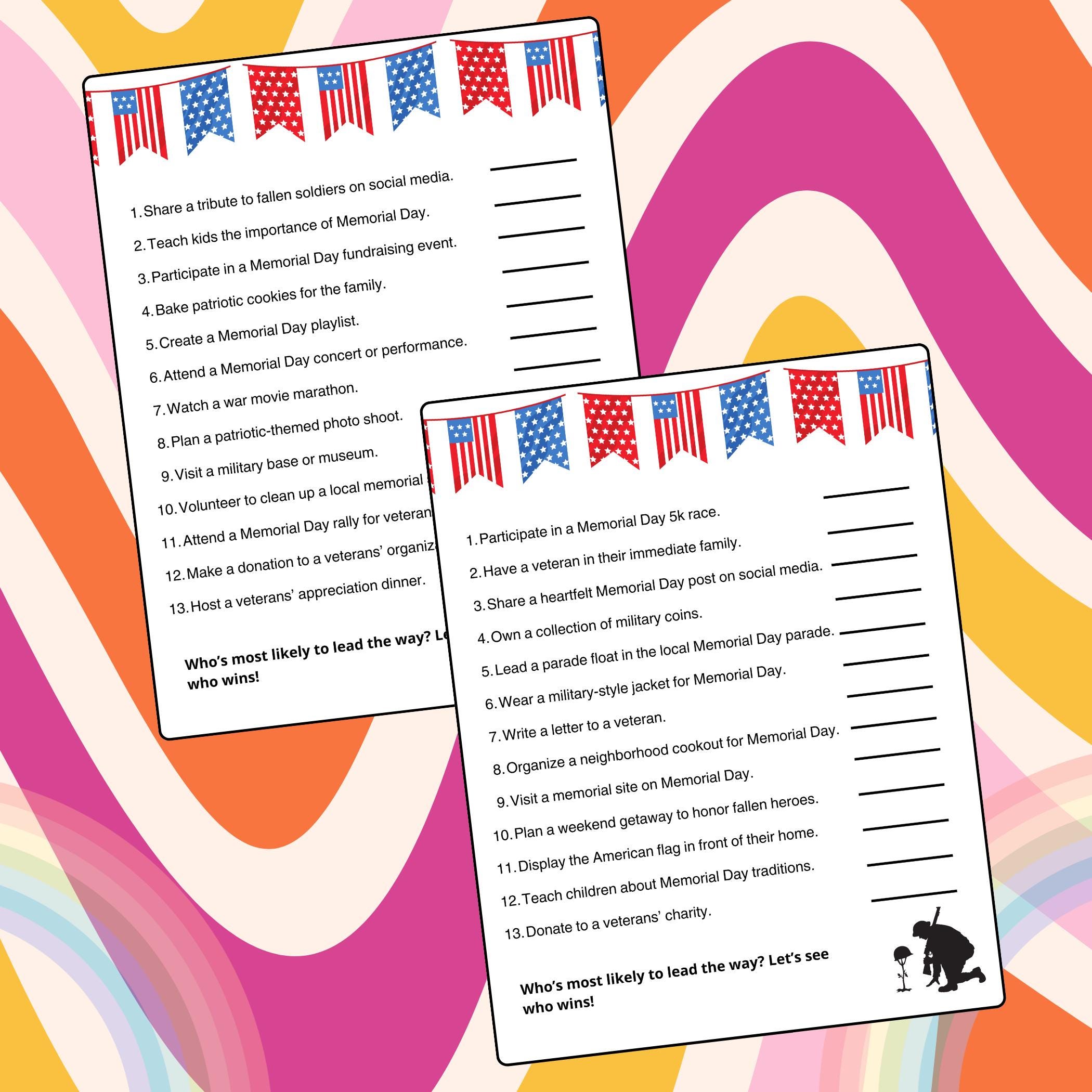 Memorial Day Most Likely to Game | Funny Adult Icebreaker Games Groups ...