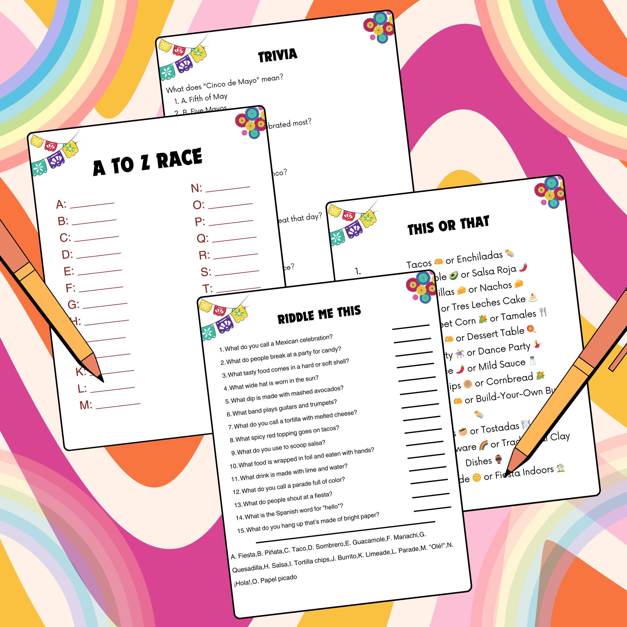 Cinco De Mayo Bundle | Cinco De Mayo Trivia Party Game | Cinco De Mayo ...