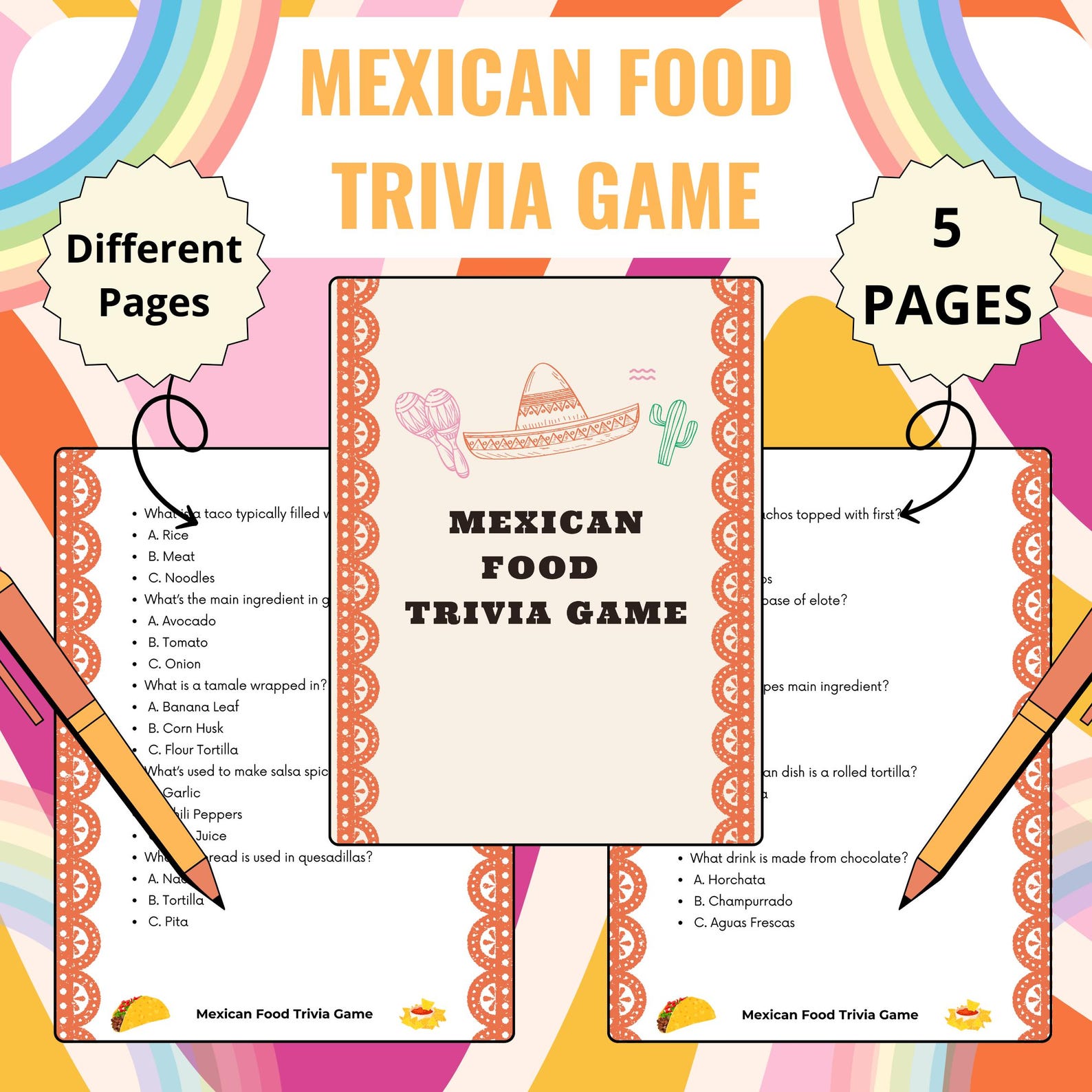 Cinco De Mayo Mexican Food Trivia Game | Fun Games for Cinco De Mayo ...