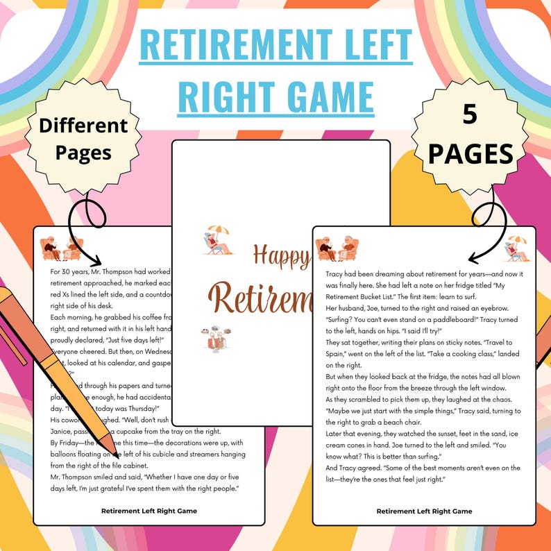 Retirement Party Left Right Game, Left-right Passing Game, Retirement ...