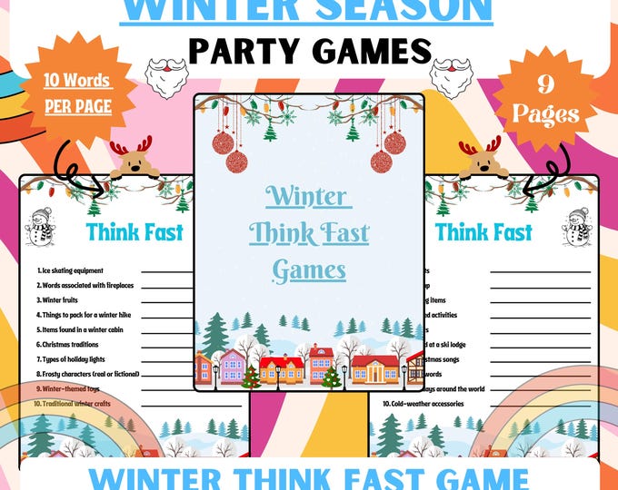 Winter Trivia Game, Think Fast Game, Winter Printable Games, Fun Winter ...