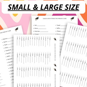 Graduation Finish the Phrase, Printable, Graduation Game Printable ...