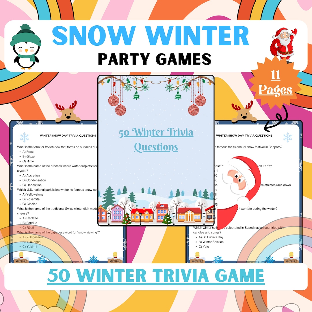 Winter Trivia Game Printable Winter Games Winter Game for Adults & Kids ...