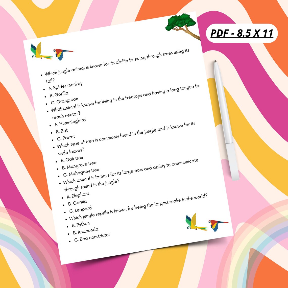 Animal Trivia Game | Printable Animal Trivia | Printable Trivia ...