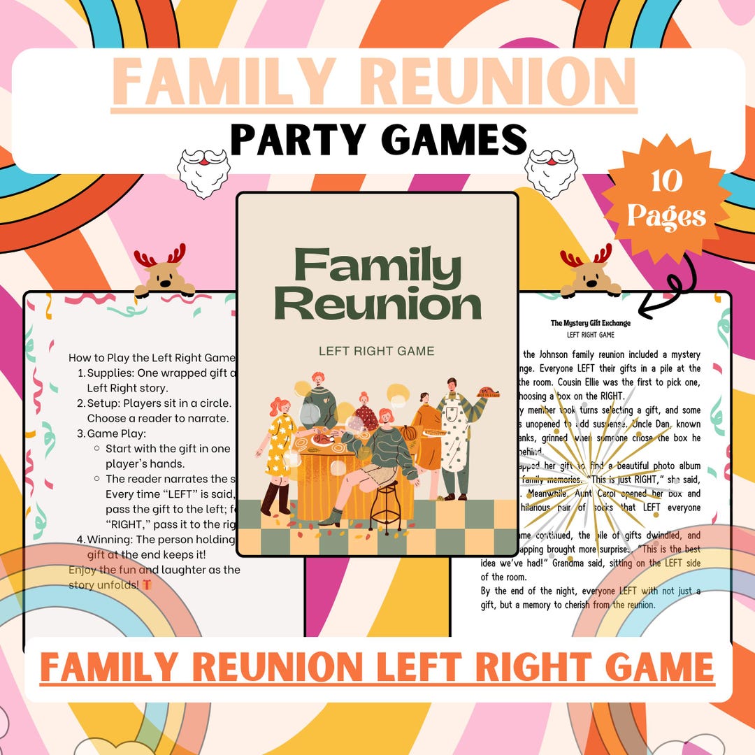 Family Reunion Left Right Game | Printable Party Activity | Family ...