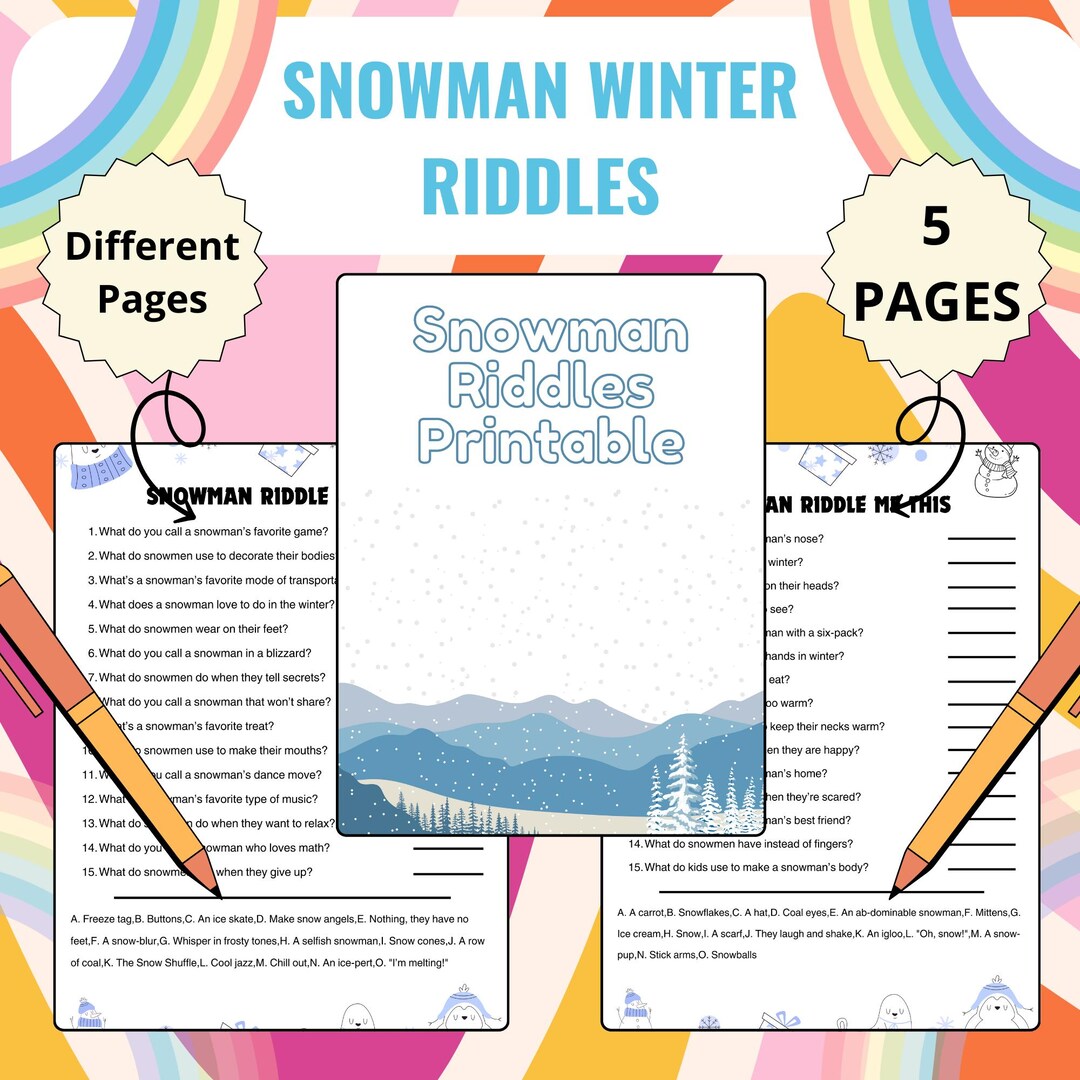 Snowman Riddles | Winter Riddles | Winter Printable Activity | Winter ...