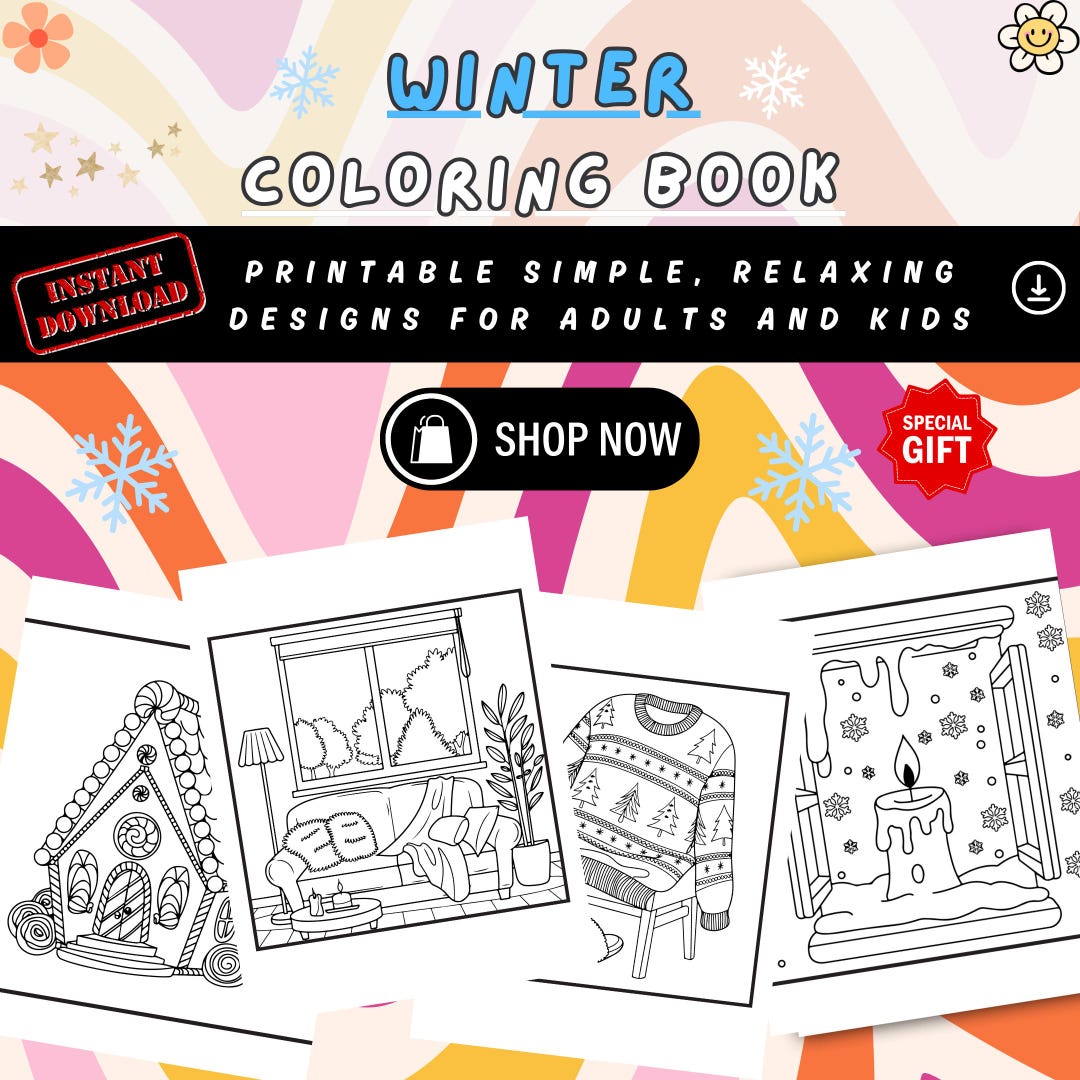 Winter Coloring Pages, Winter Coloring Printables, Stress Relief ...