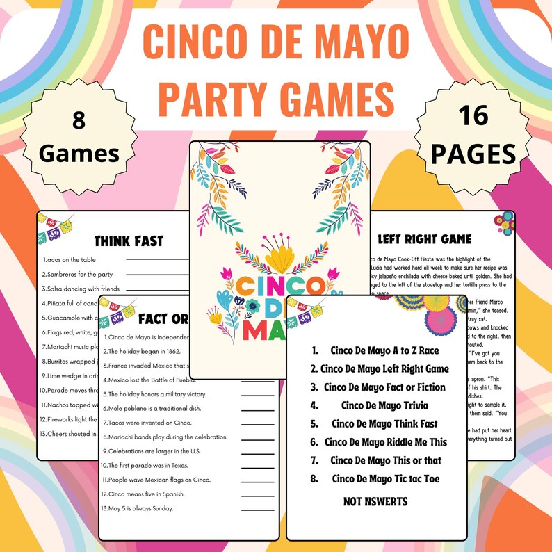 Cinco De Mayo Bundle | Cinco De Mayo Trivia Party Game | Cinco De Mayo ...