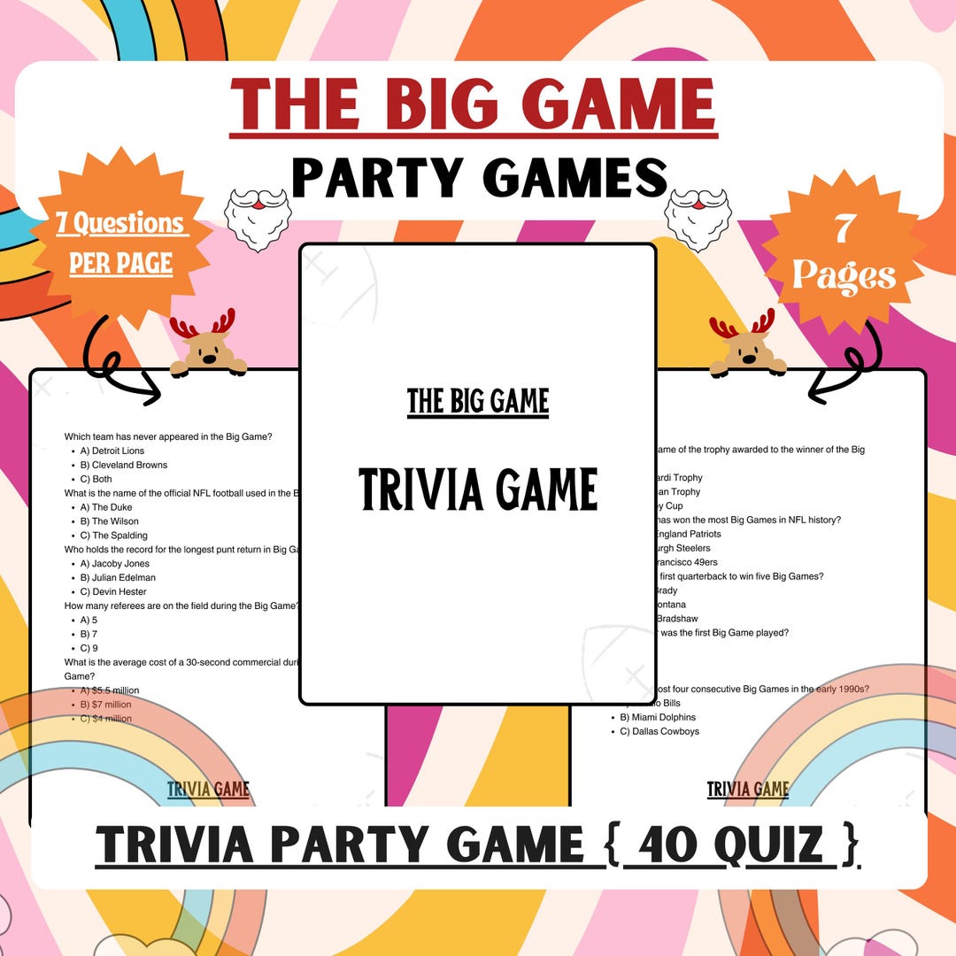 Big Game Trivia | Championship Teams | Big Game LIX Party Game ...