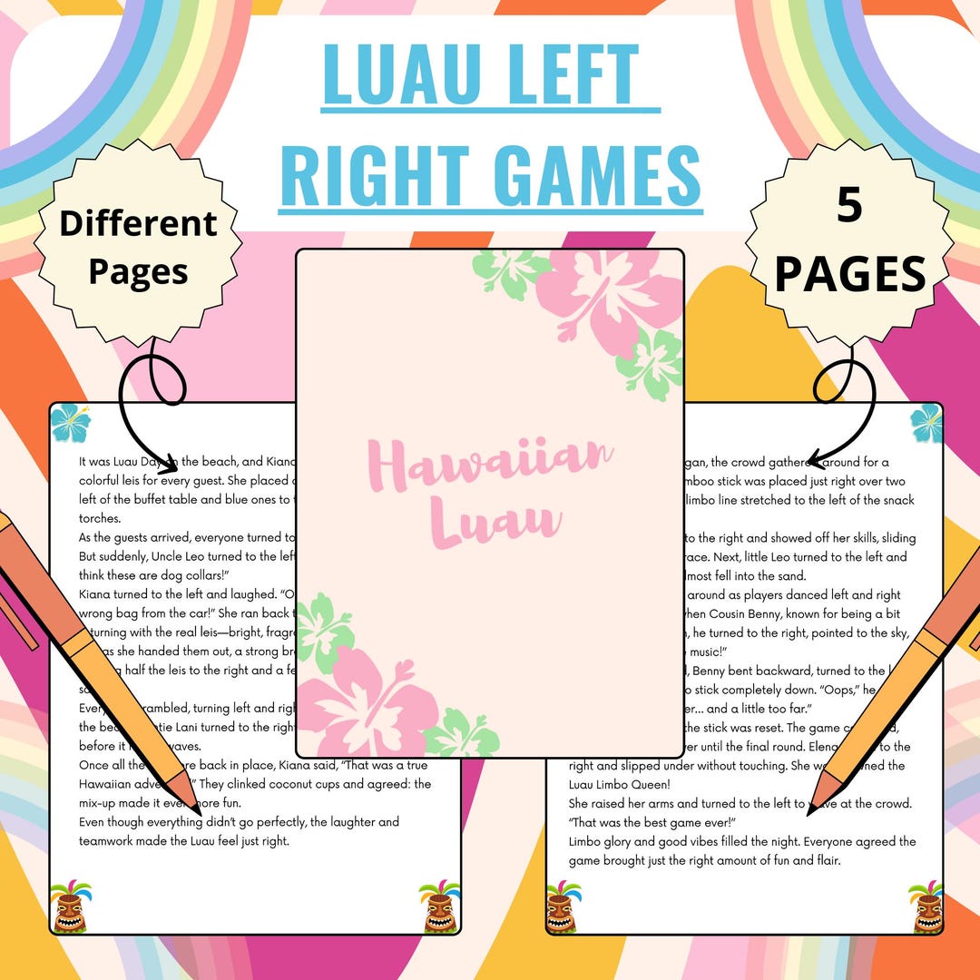 Luau Left Right Games | Tropical Aloha Games | Hawaiian Party Games ...