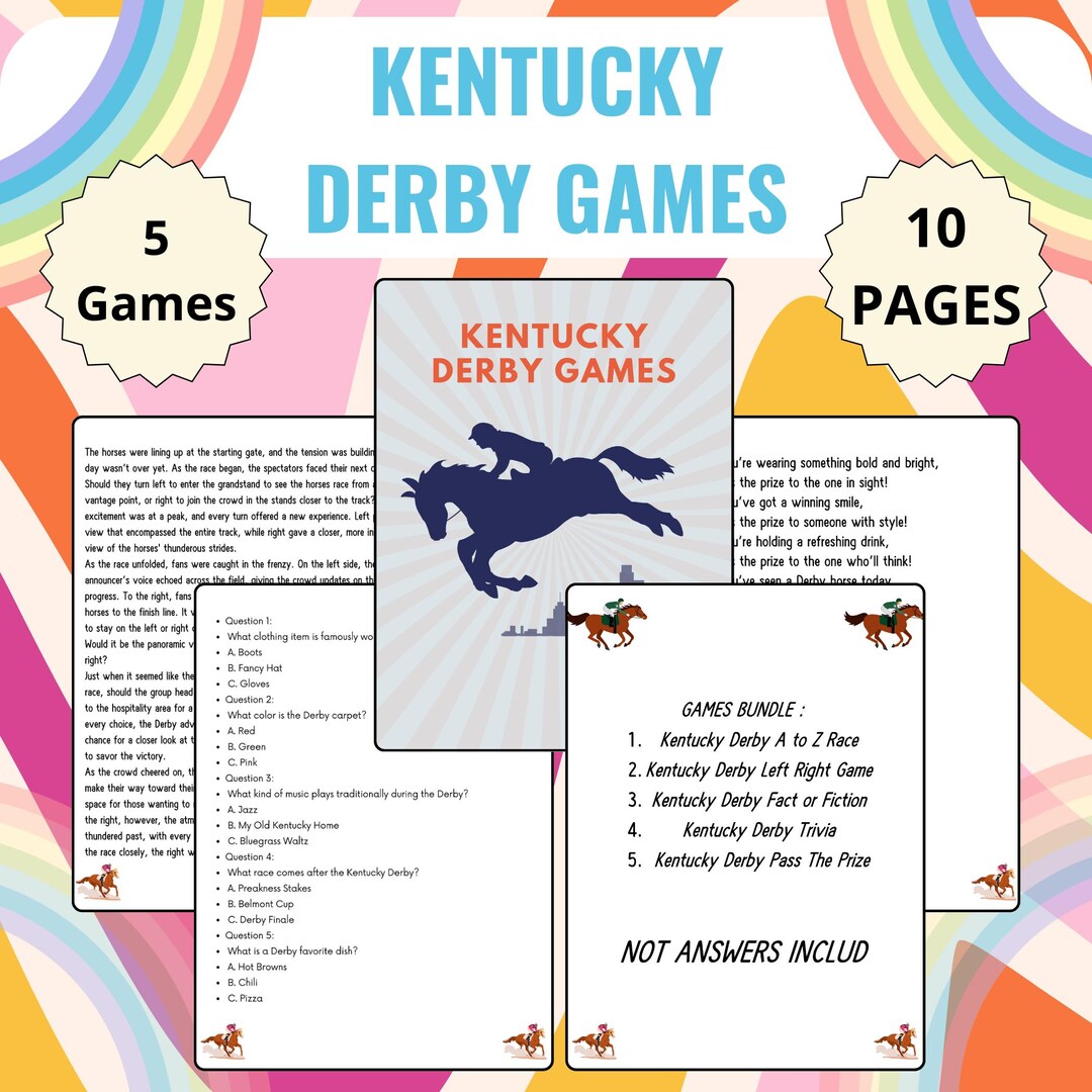 Kentucky Derby Printable | Kentucky Derby Games | Derby Games Bundle ...