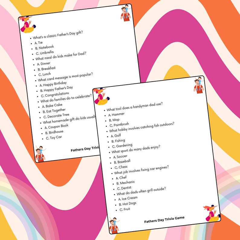 Fathers Day Trivia Game, Printable Family Fun, Interactive Party Game ...