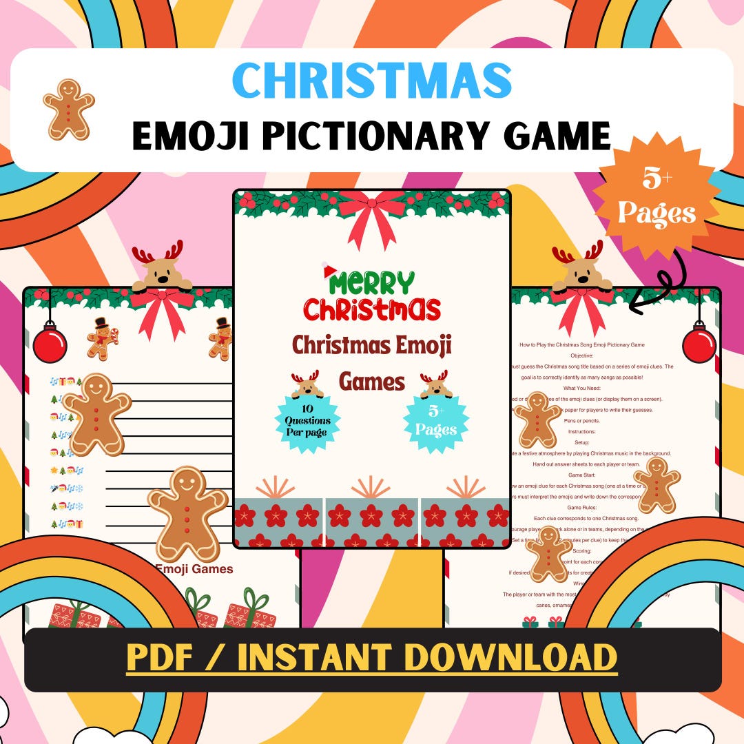 Christmas Emoji Game Holiday Party Game Christmas Song Emoji Pictionary ...