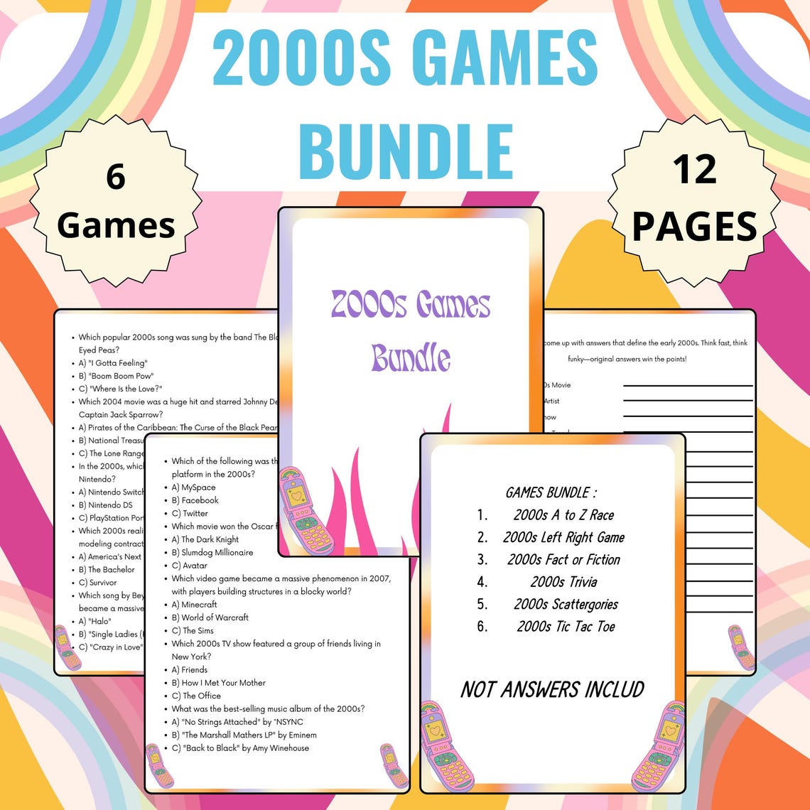 2000s Theme Party Games Bundle, Printable 2000s Birthday Party ...
