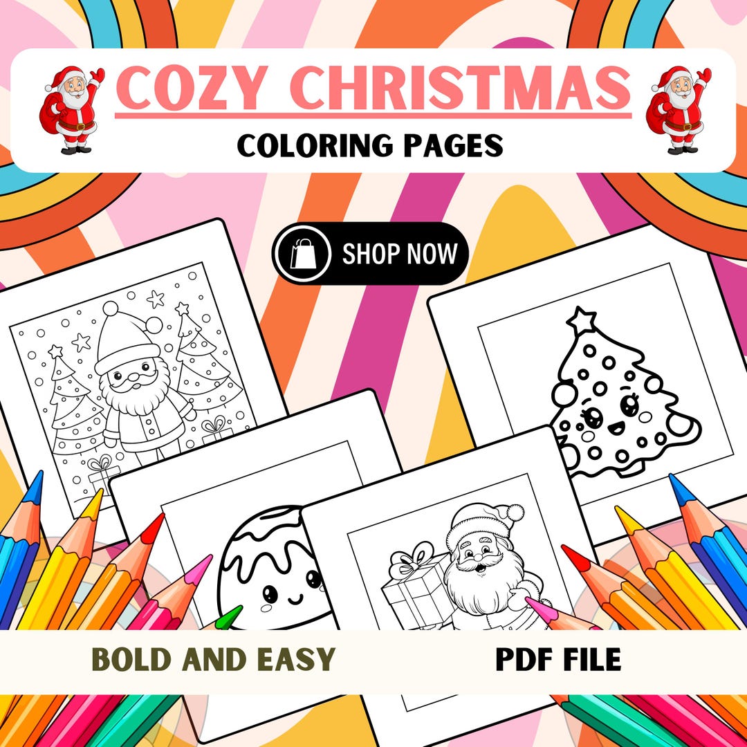 Bold and Easy Cozy Christmas Coloring Pages | Winter Christmas ...