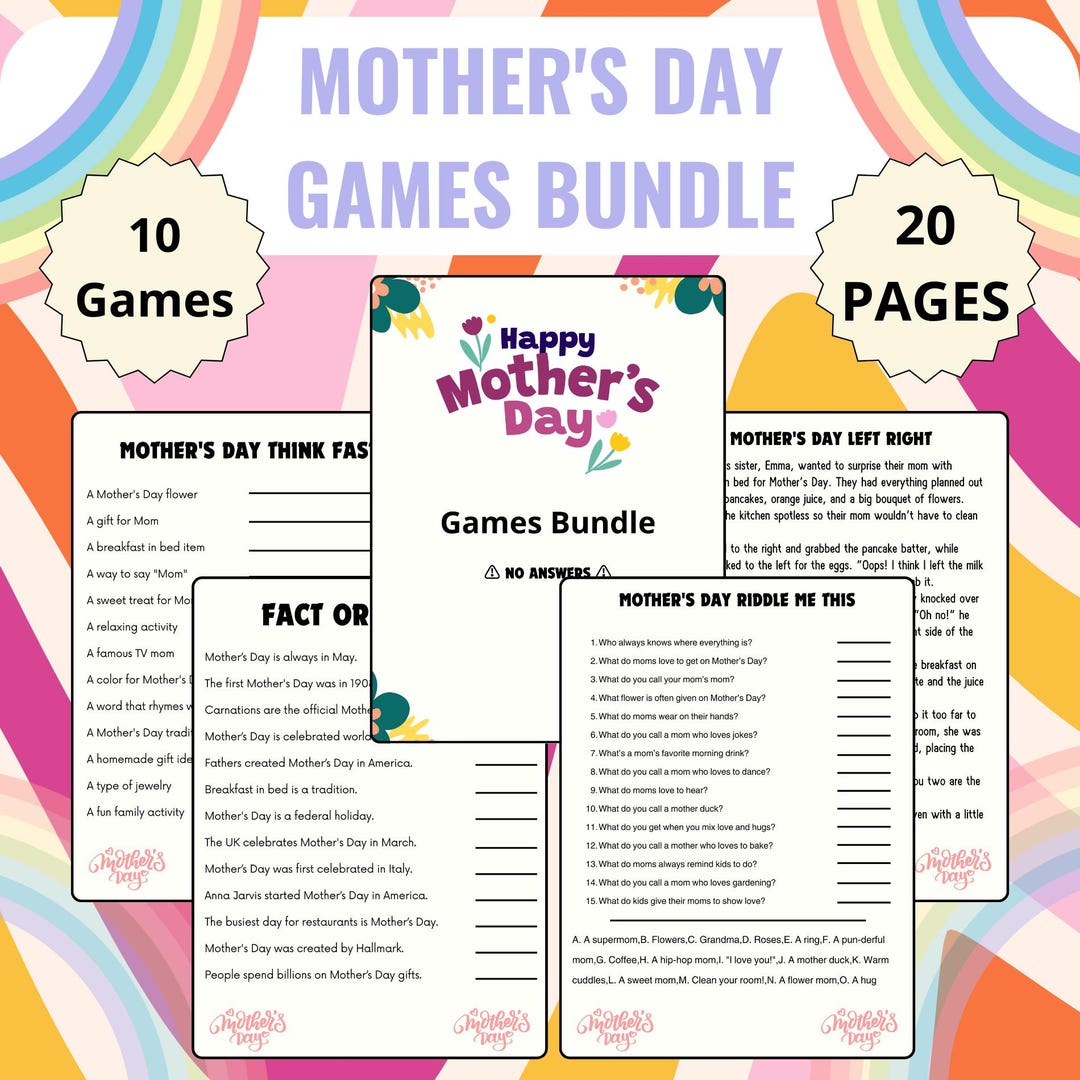 Mother's Day Games Bundle | Mother's Day Party Games | Mothers Day ...