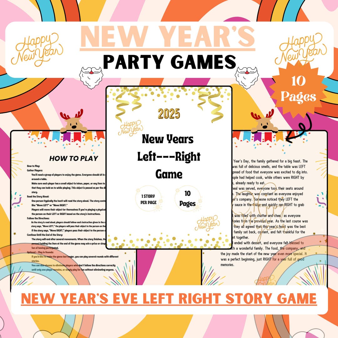 10 New Year's Left Right Game | Printable New Year's Eve Left Right ...