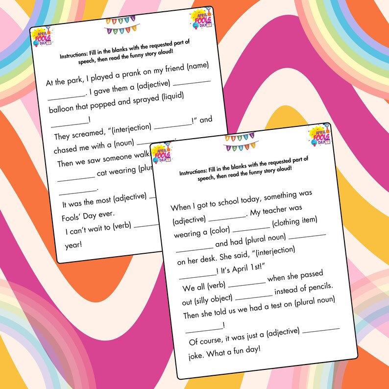 April Fool's Day Mad Libs Printable | April Fools Party Games ...