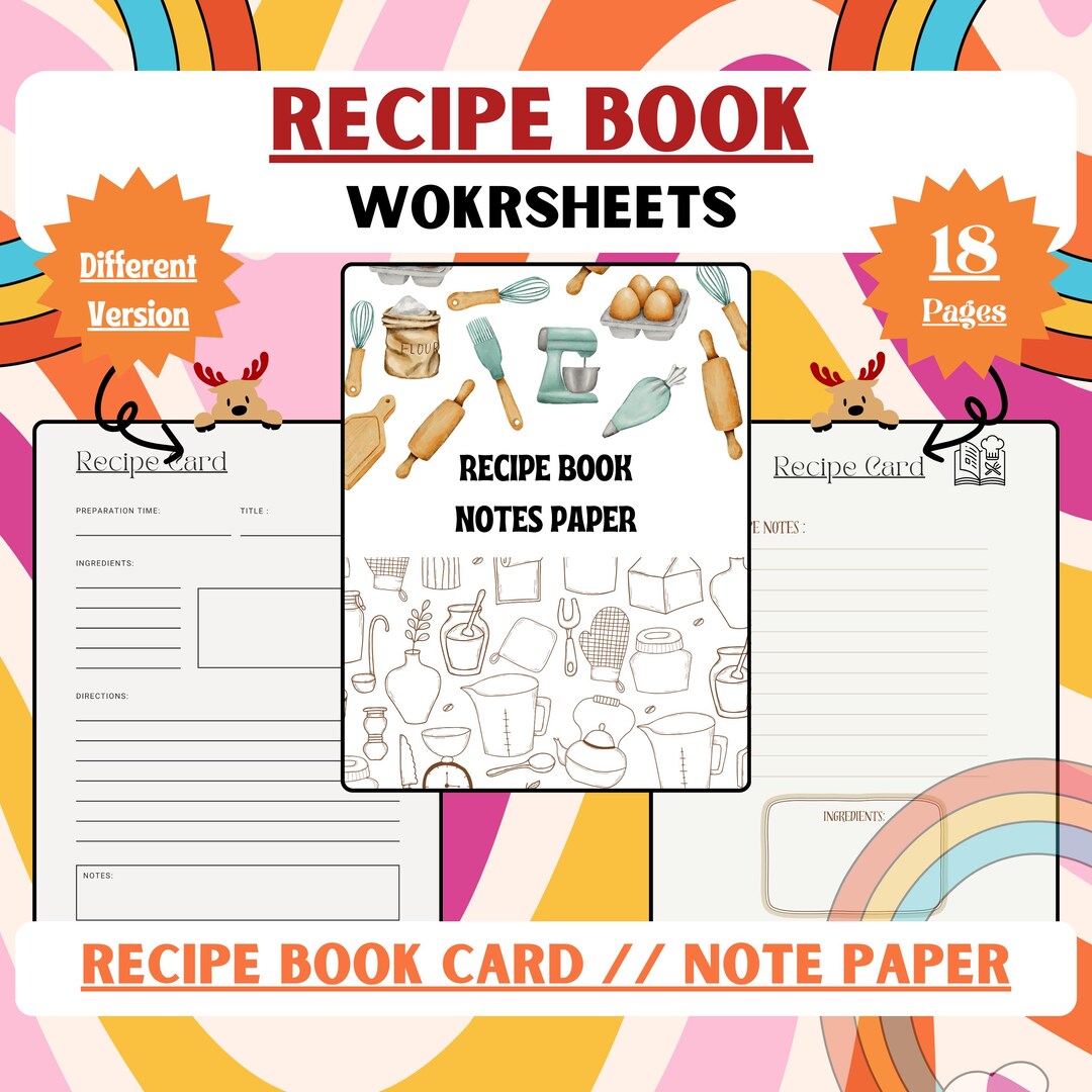 Recipe Card Book Template | Different Recipe Page | Recipe Card | Cook ...