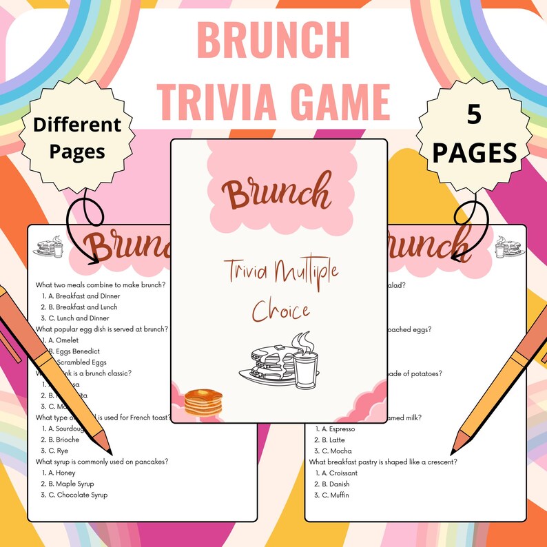 Brunch Trivia | Food Trivia Game | Printable Brunch Trivia | Breakfast ...