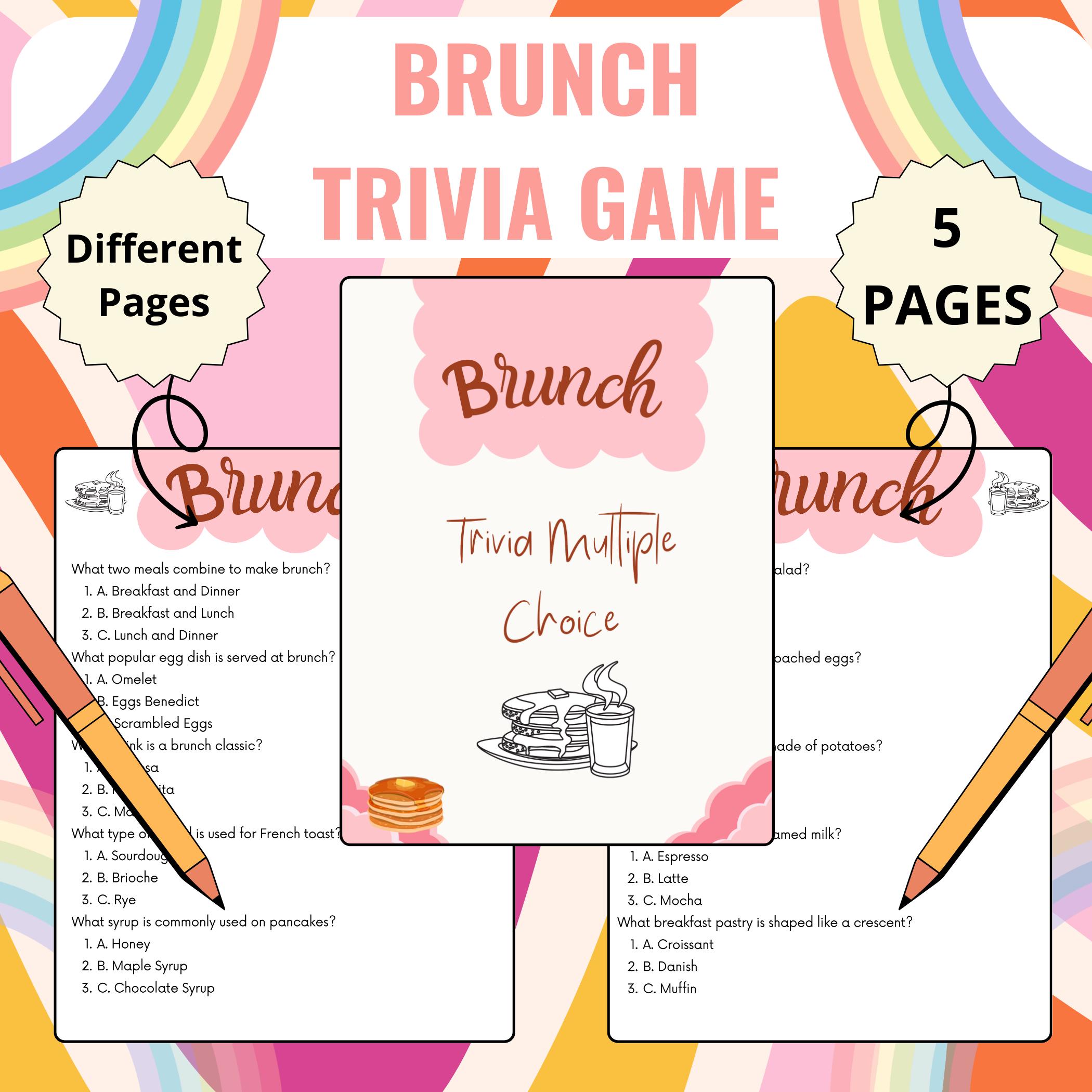 Brunch Trivia | Food Trivia Game | Printable Brunch Trivia | Breakfast ...