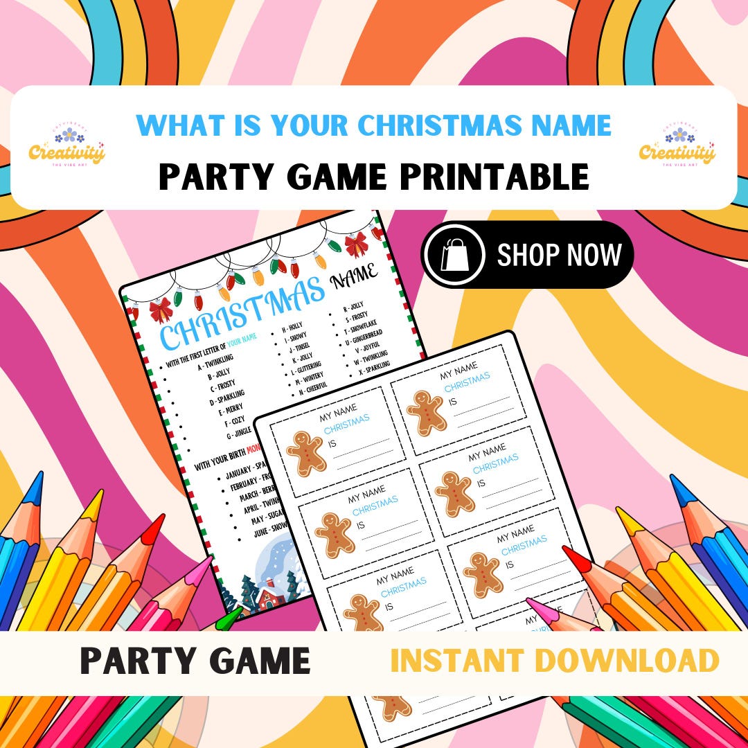 What is Your Christmas Name, Santa Name Game Printable, Christmas Game ...