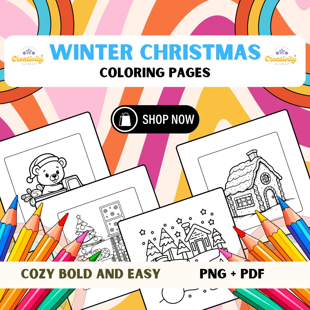 35 Cozy Winter Christmas Coloring Pages Cute Holiday Relaxing Designs ...